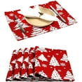 Set of 6 Red Festive Christmas Tree Table Placemats, Dining Decor Mat ...