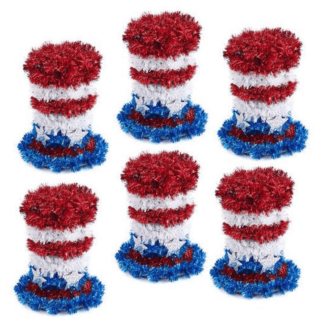 Set of 6 Red White and Blue Tinsel Uncle Sam Hats - For Americana ...