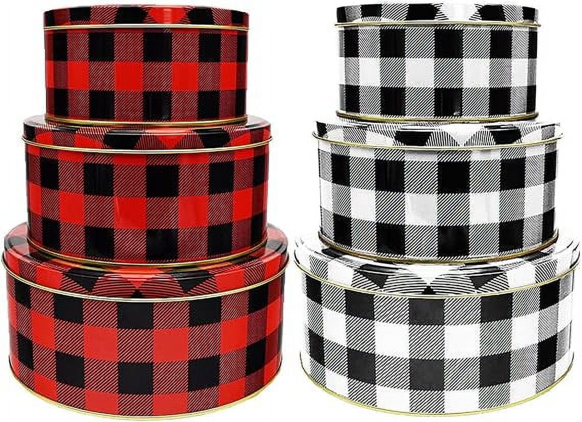 Set of 6 Round Holiday Decorative Nesting Tins - Largest Measures 8inch ...