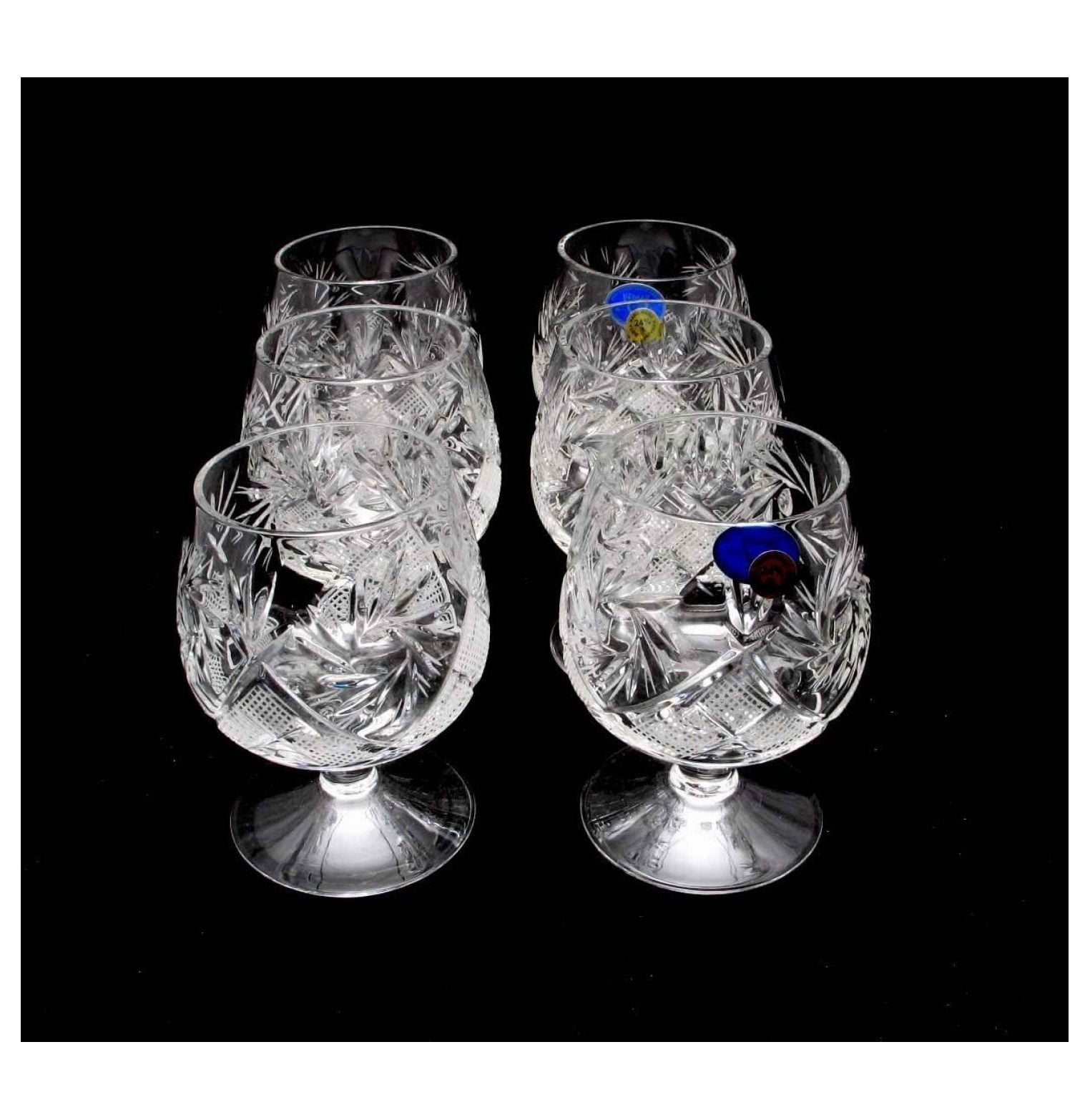 Set of 6 Russian Cut Crystal Cognac/Brandy Snifters Handmade - Walmart.com