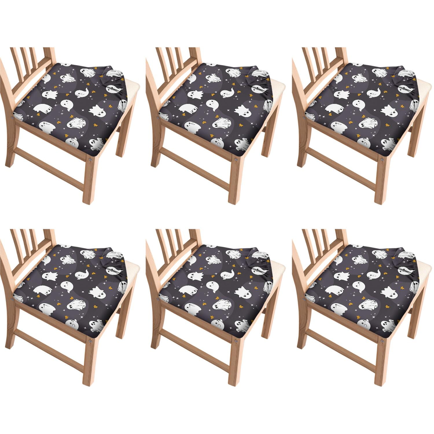 Set of 6 Scary Horror Chair Covers - Skeleton Skull Print Stretch ...