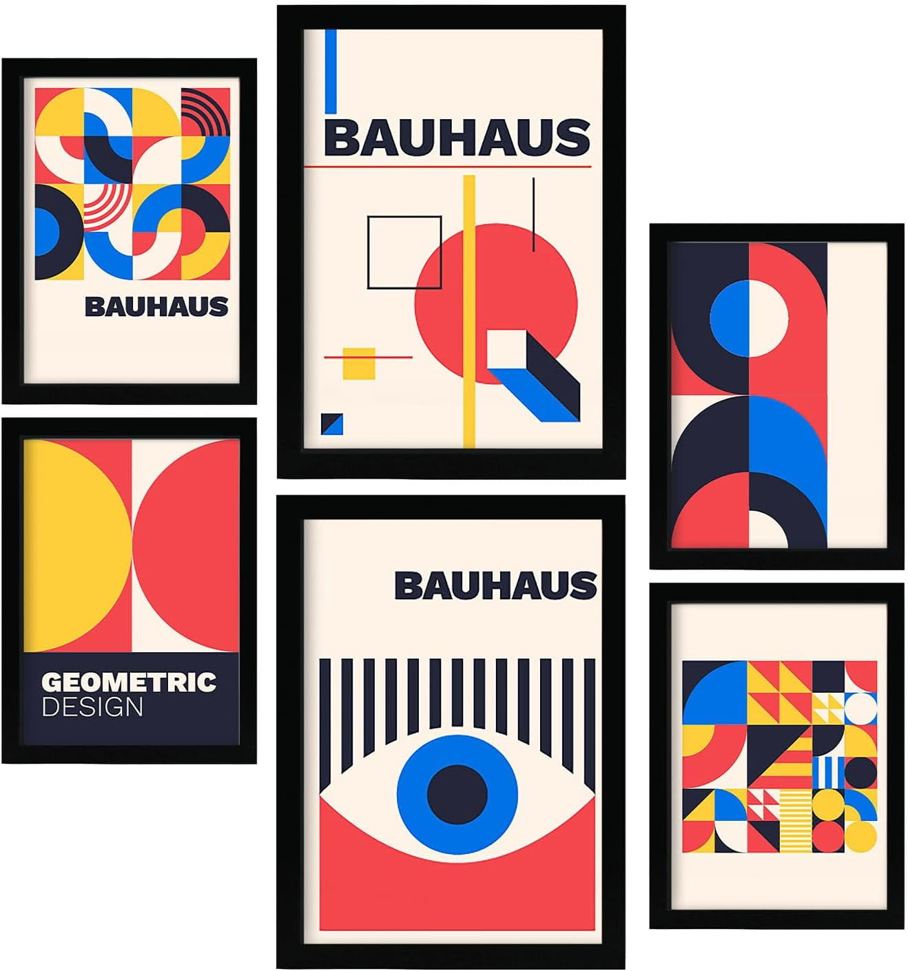 Set of 6 Sheets in Bauhaus 3 Geometry Design Collection Aesthetic ...