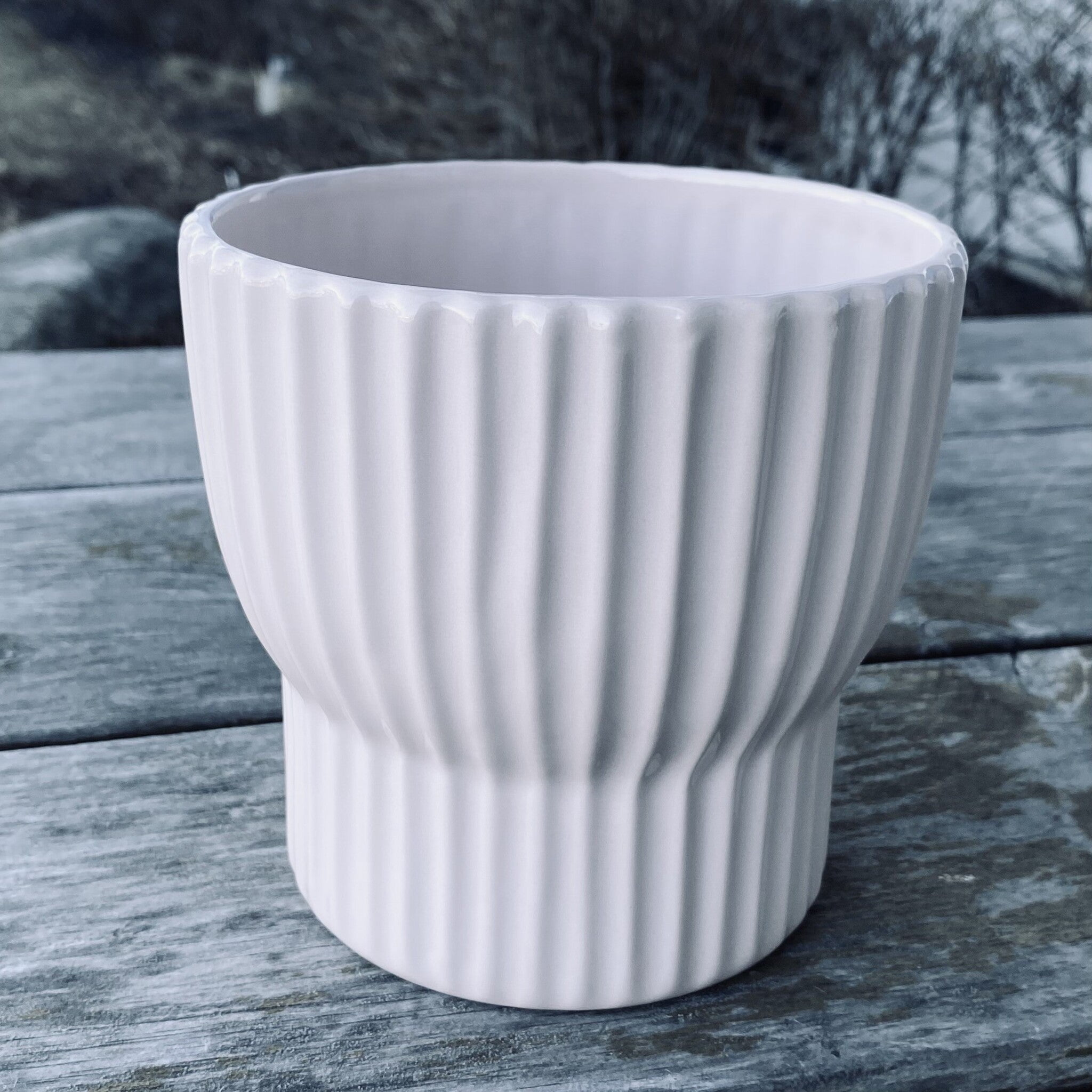 Set of 6 Shiny White Ribbed Planter - Walmart.com