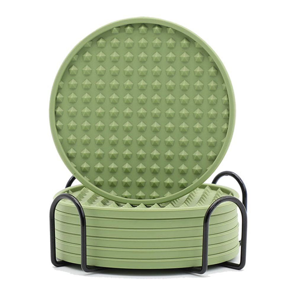 Set of 6 Silicone Coasters for Drinks Dual-Sided Round Cup Mat With ...