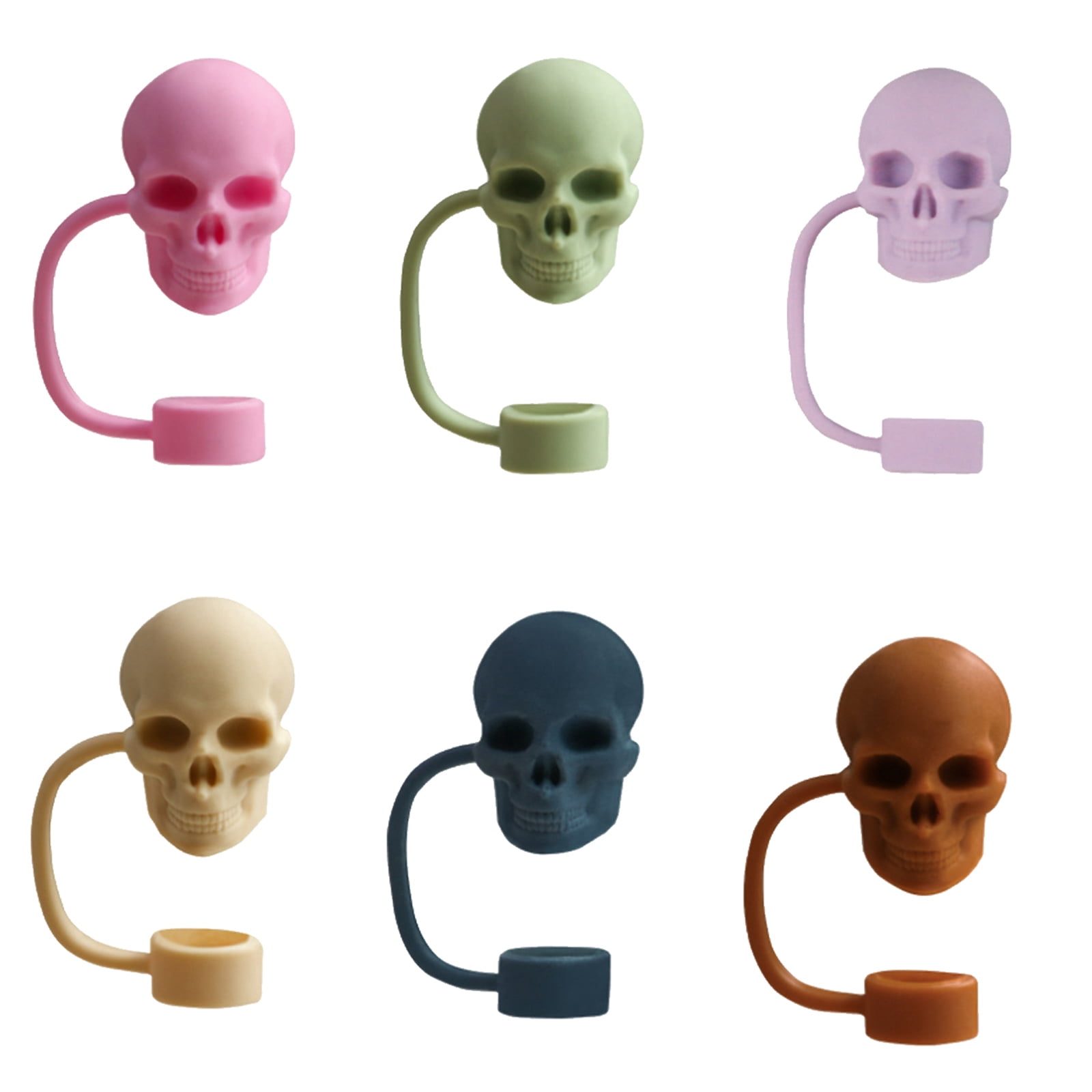 Set of 6 Skull Straw Plug Decorations Lovely Straw Cover for Cups ...
