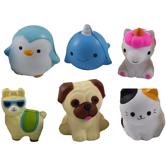 Set of 6 Slow Rise Animal Pencil Topper Squishies - Soft Scented Cute ...