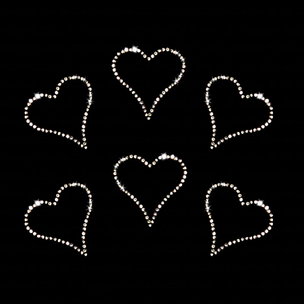 Set of 6 Small Clear Heart Iron-on Rhinestone Transfers by JCS ...