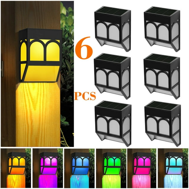 Set of 6 Solar Powered Color Changing Mount Light Outdoor Landscape ...