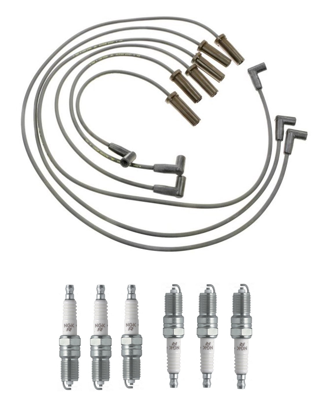 Set of 6 Spark Plugs and Wireset Compatible with 1996-2005 Buick ...