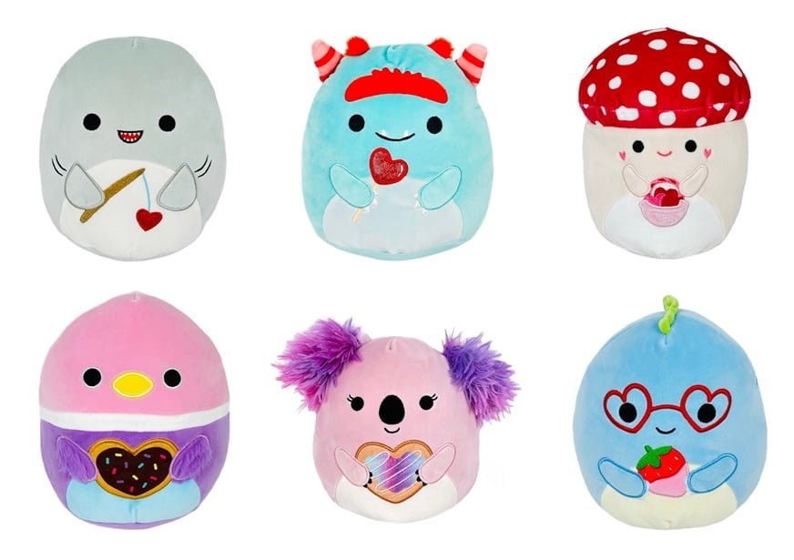 Set of 6 Squishmallows 2026 Valentine Squad B 5" Shark Monster Mushroom ...