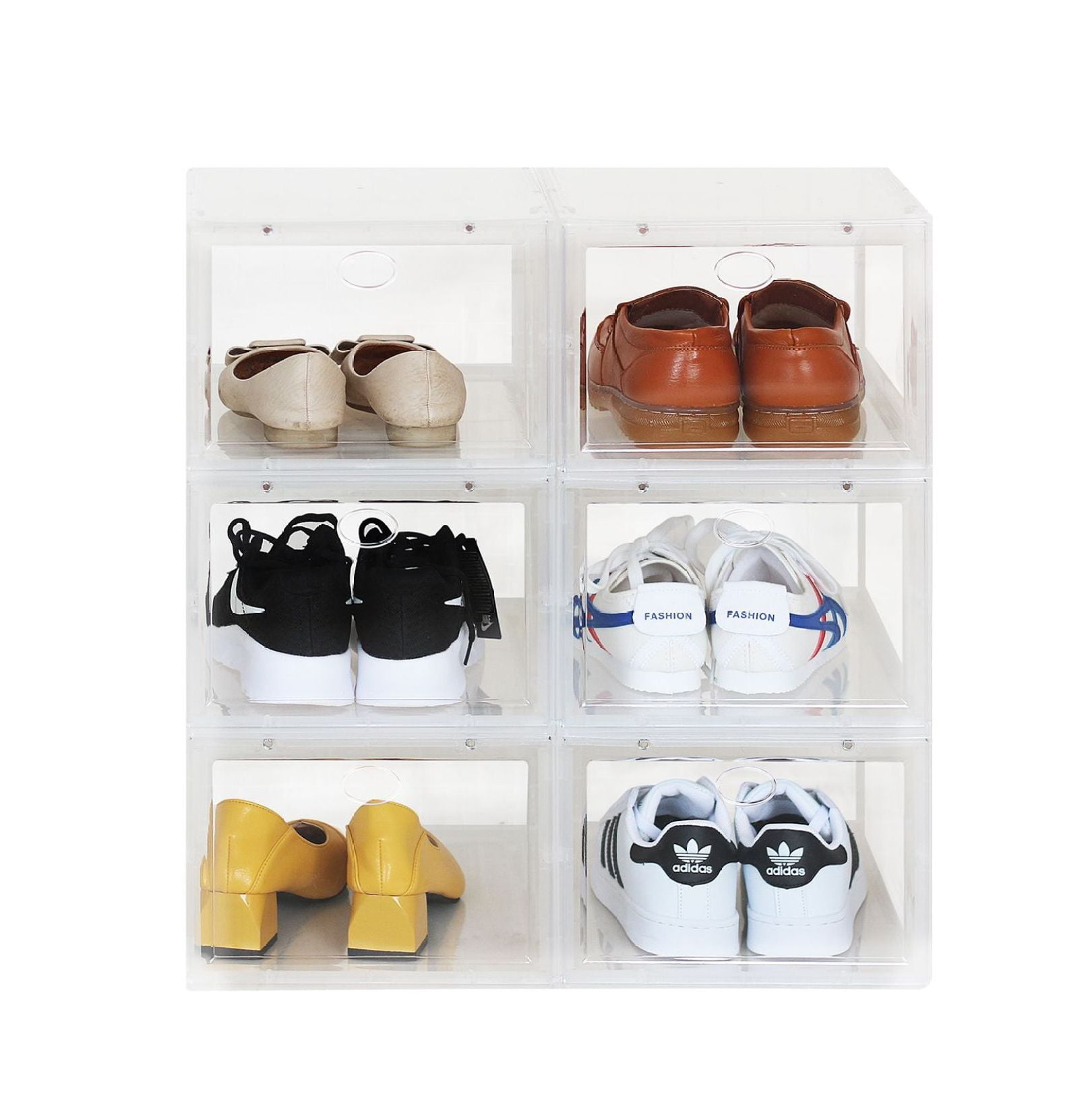 Set of 6 Stackable Clear Plastic Shoe Storage Box - Walmart.com