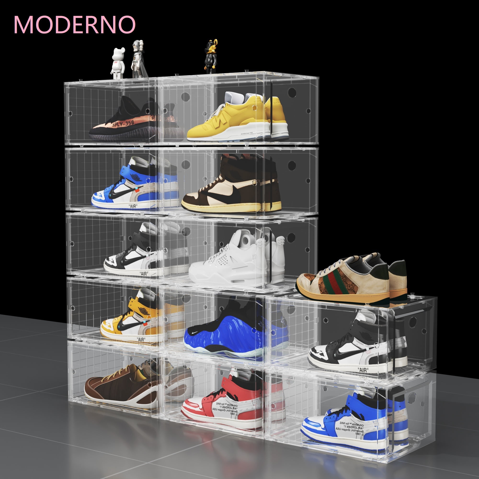 Set of 6 Stackable Clear Plastic Shoe Storage Box - Walmart.com
