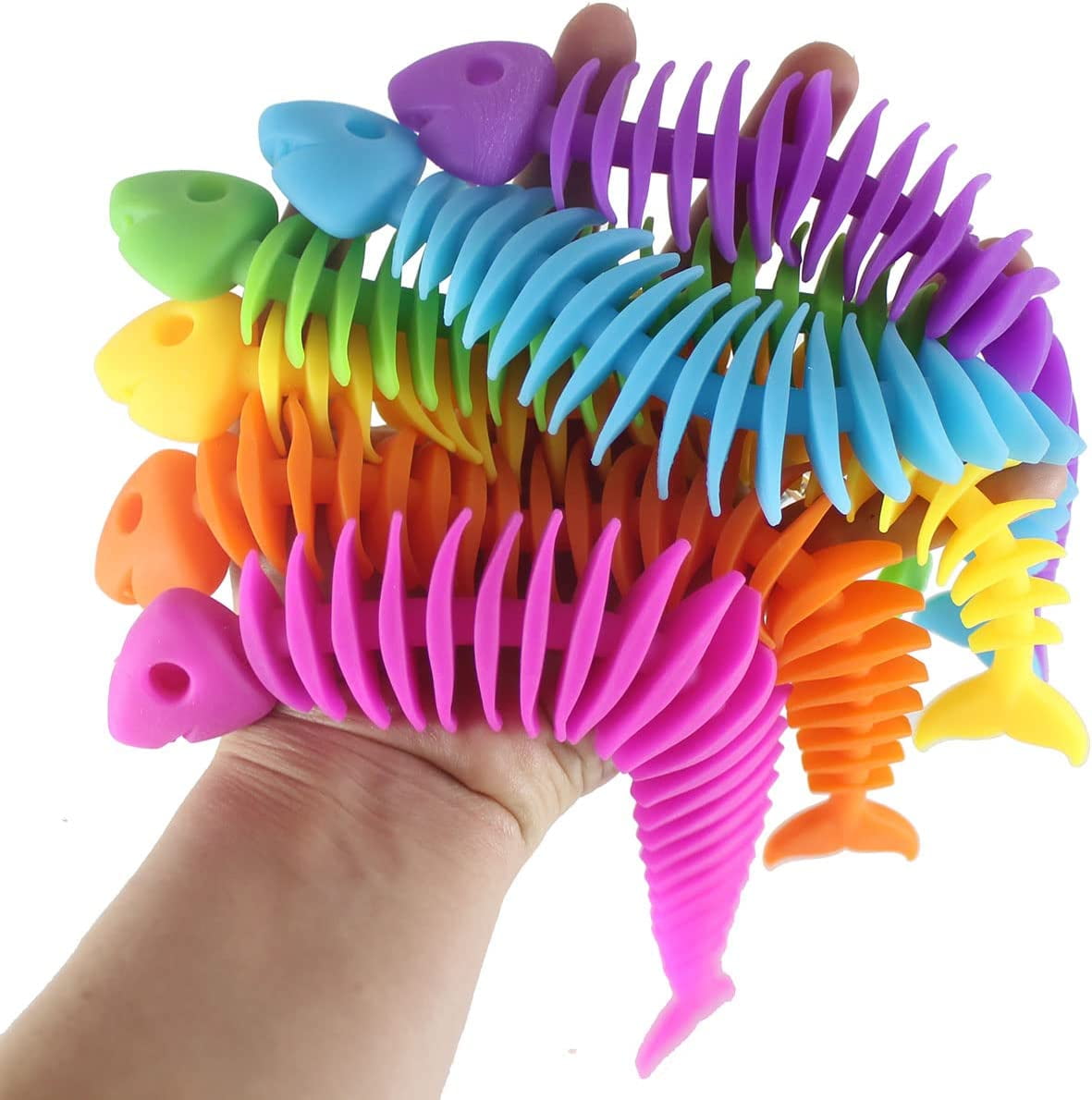 Set of 6 Kids' Stretchy Fish Bone Animal Puffer Toys - Fun Fidget ...