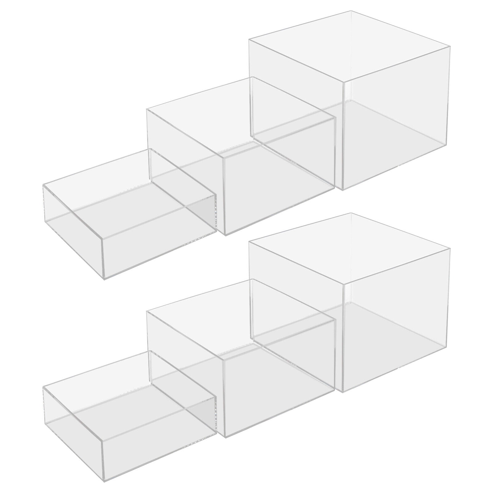 Set of 6 Tabletop Acrylic Cube 3 Size Display Nesting Risers with ...