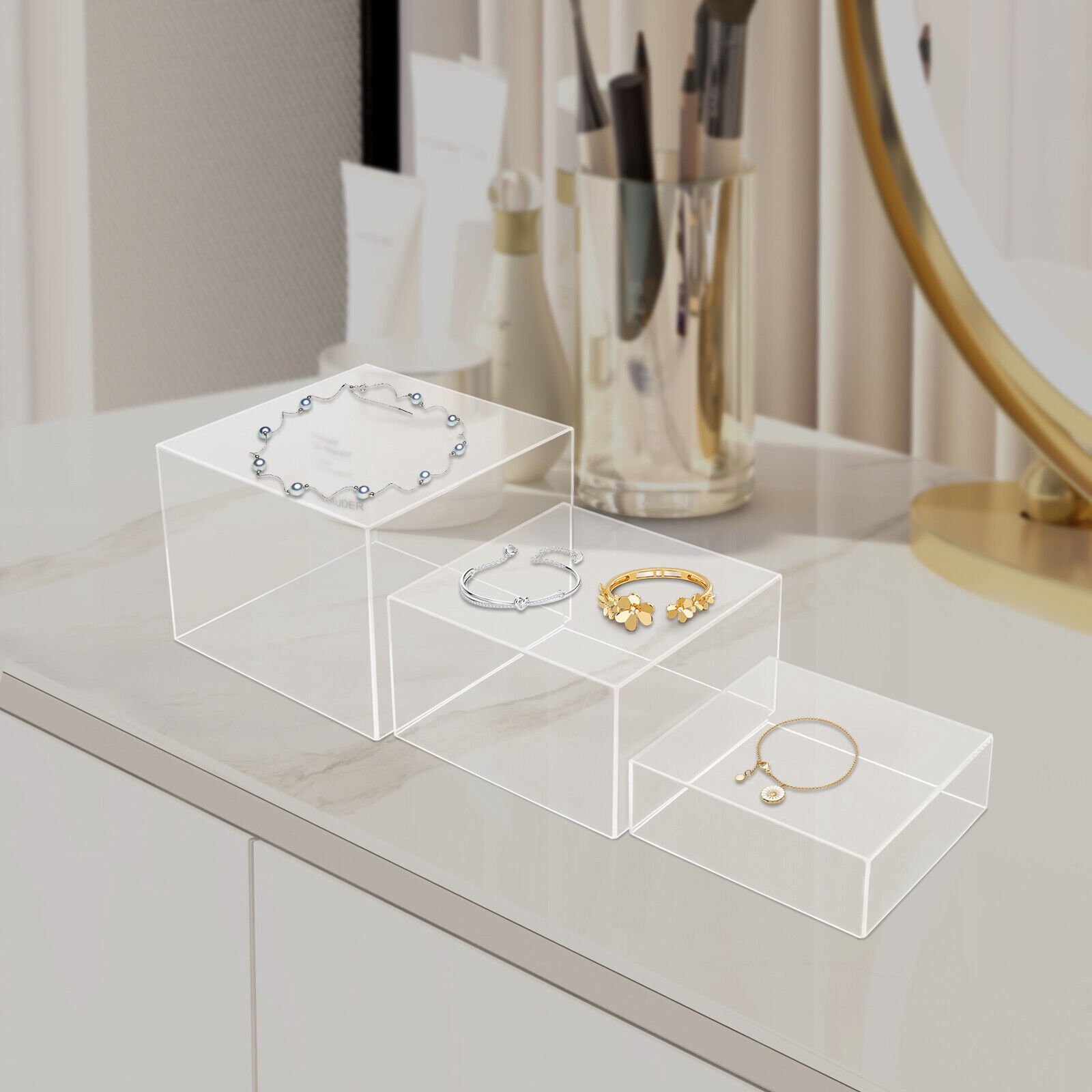 Set of 6 Tabletop Acrylic Cube 3 Size Display Nesting Risers with ...