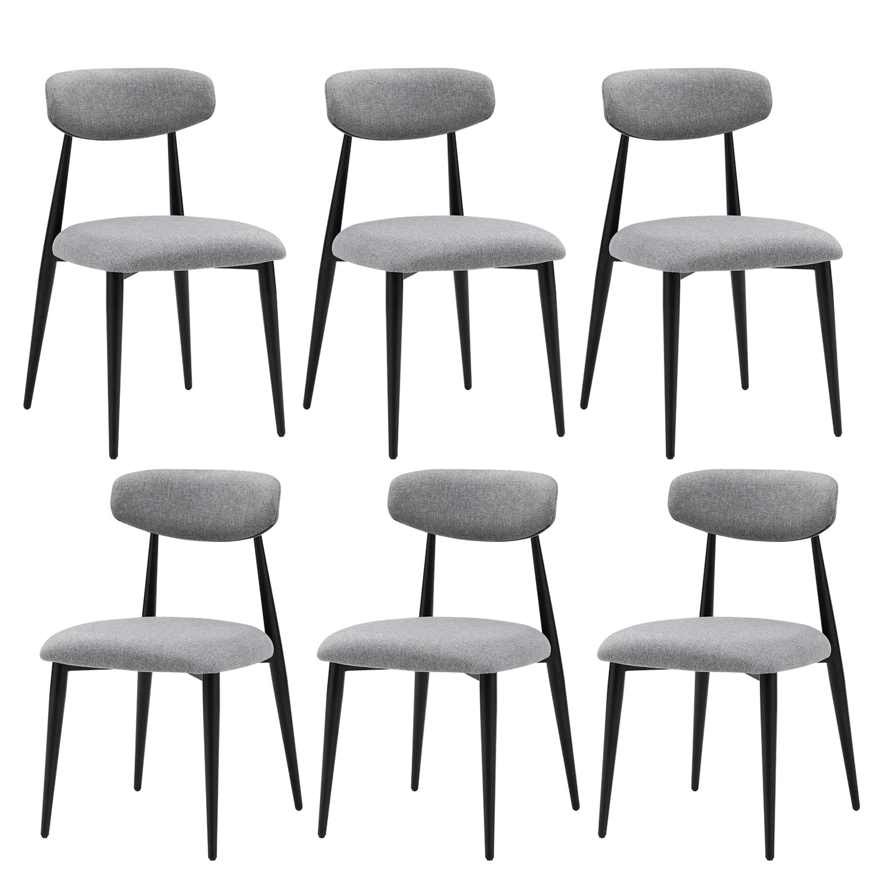 Set of 6 Upholstered Chairs with Black Metal Frame - Suitable for ...