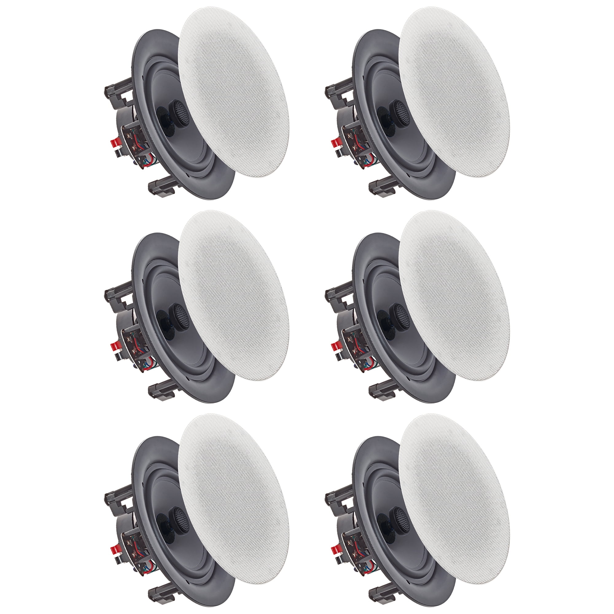 Vaiyer 5.25 Inch 2-Way Flush Mount In-Wall Speakers Set of 6 175W 8 Ohm ...