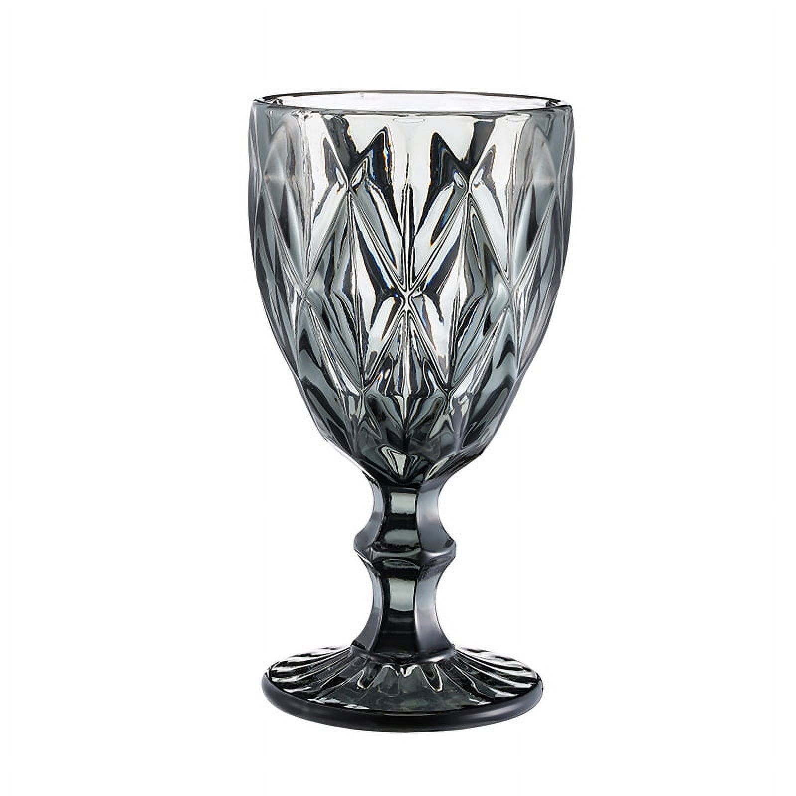 Set of 6 Vintage Style Embossed Glass Goblets for Wine and Cocktails in ...
