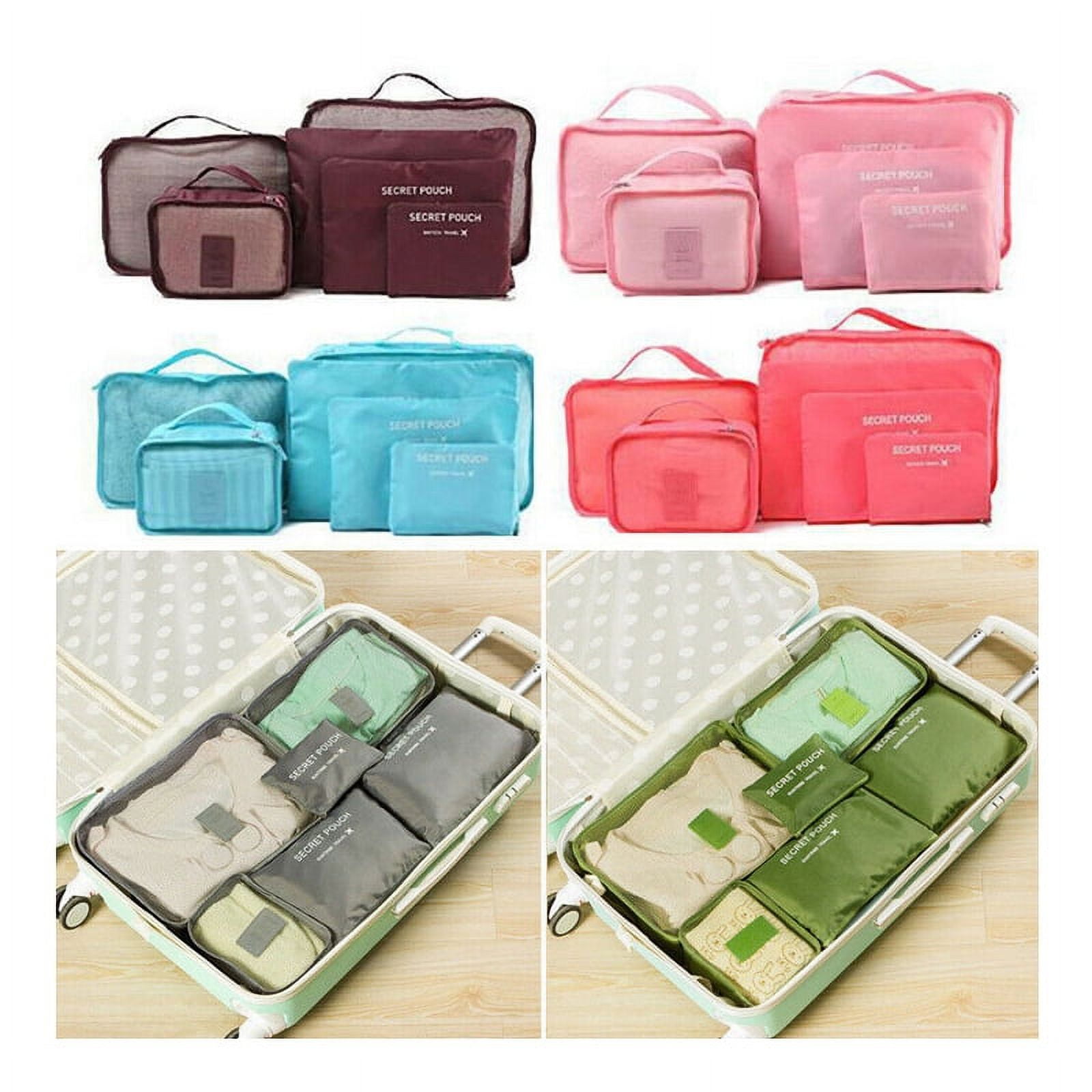 Set of 6 Waterproof Packing Cubes Travel Luggage Packing Organizer ...