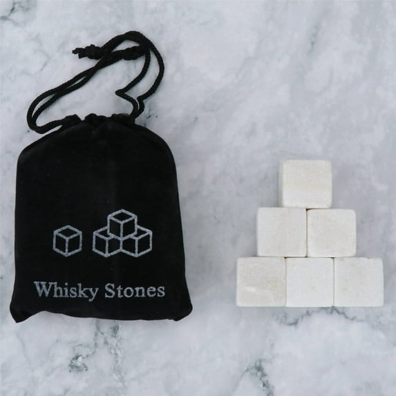 Set of 6 Whiskey Chilling Stones, Reusable Ice Cubes with Velvet Pouch ...