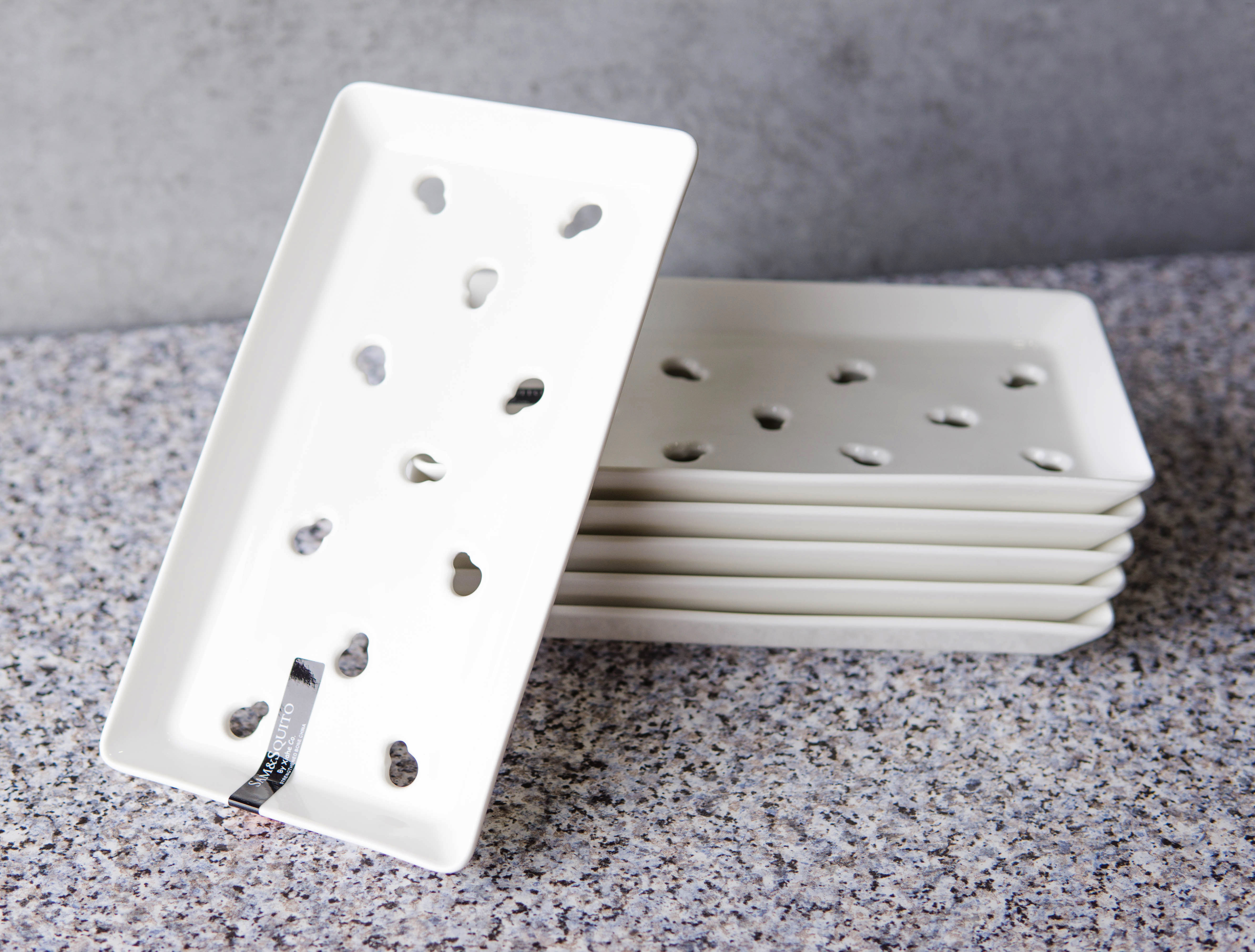 Set of 6 White Japanese Neta Zara Ceramic Sushi Case Chef Drip Plate 8. ...