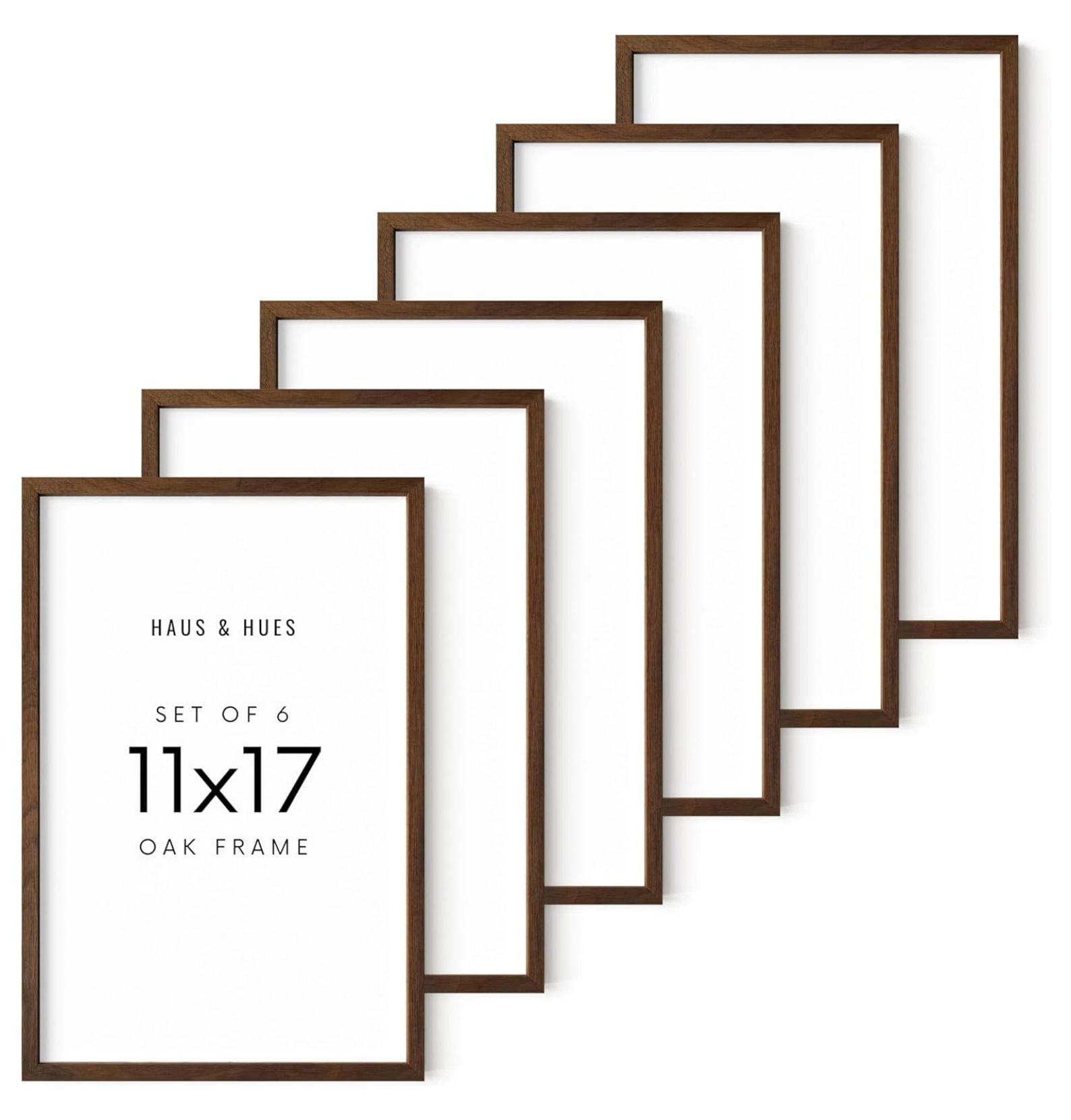 Set of 6 Wooden Frames - Collage Picture Frames, 11x17, Walnut Oak ...