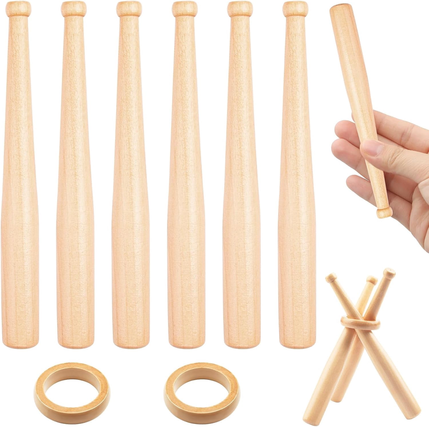 Set of 6 mini baseball bats, 15 cm wooden bats to make your own ...