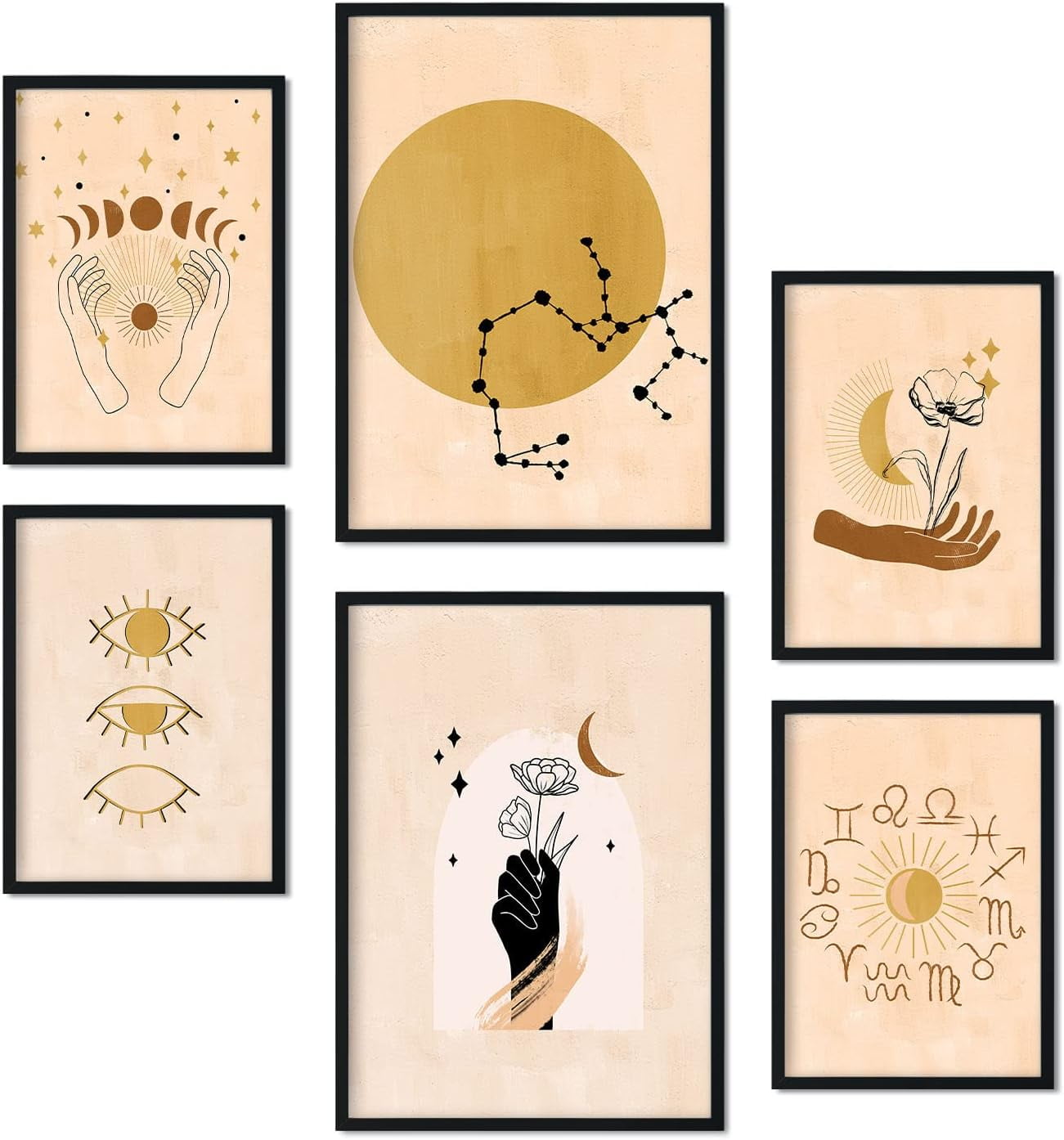 Set of 6 mystical posters, collection of posters in the style of ...