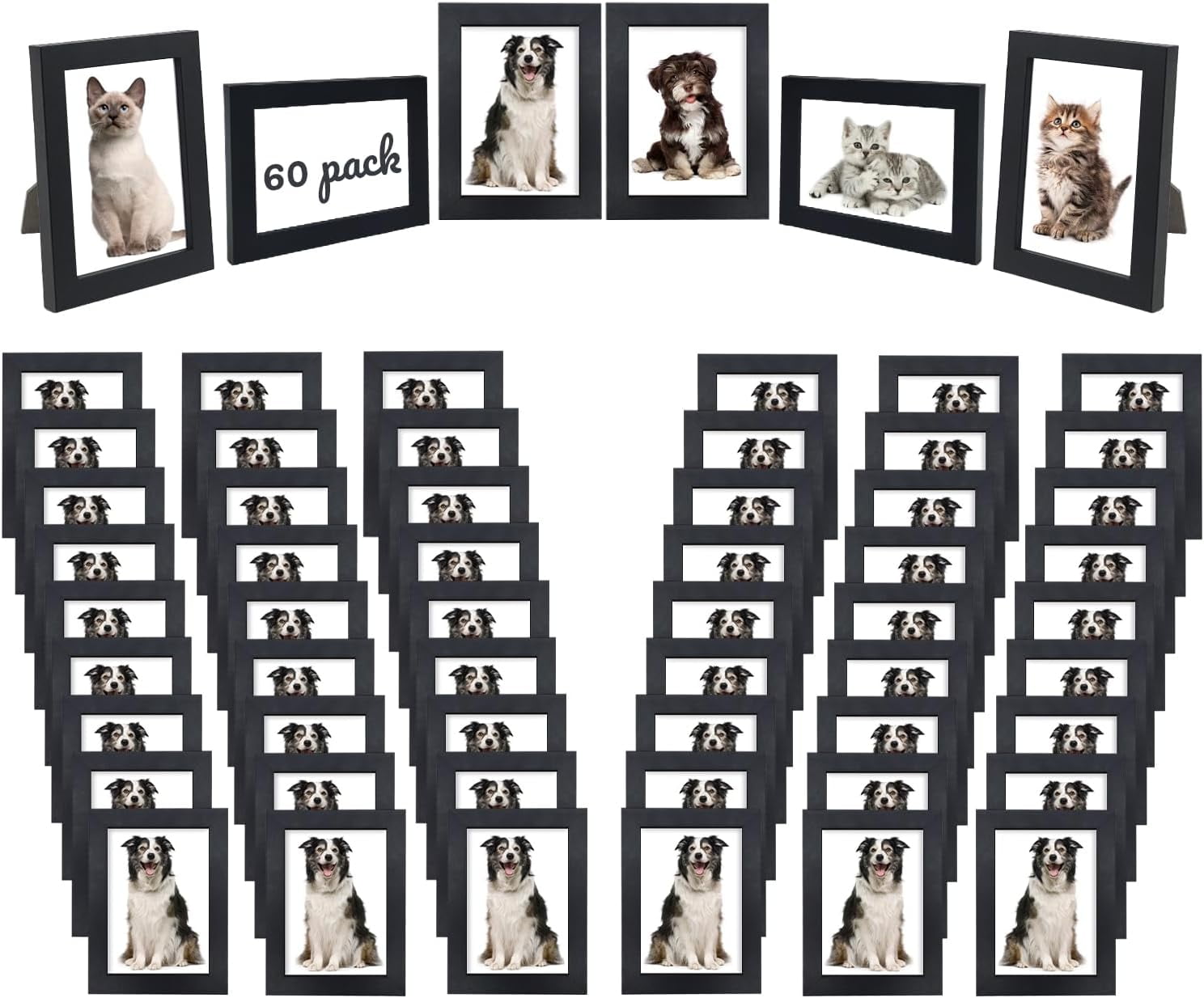 Set of 60 Picture Frame Bulk Photo Frames with Mat Wall Mounting Simple ...