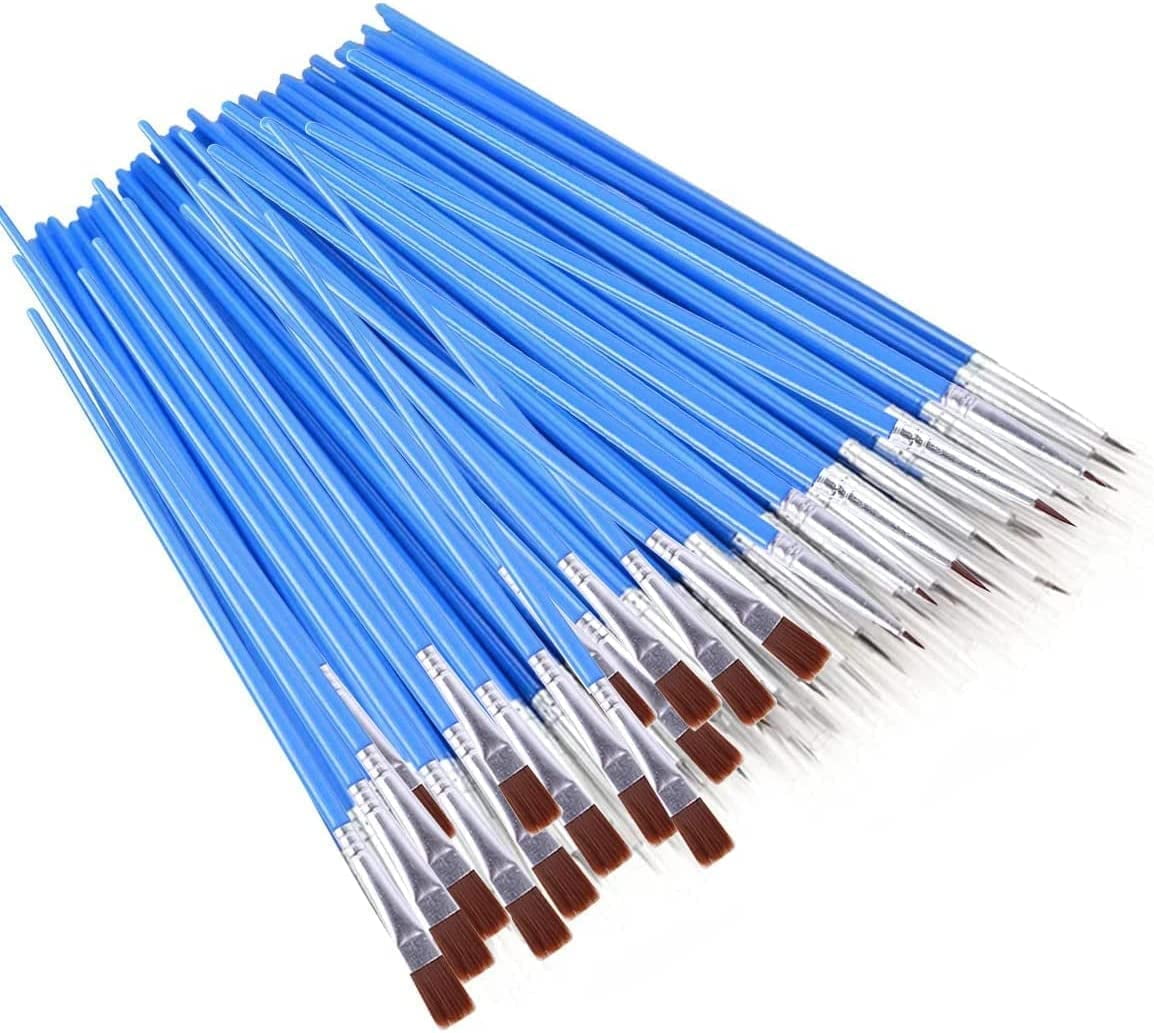 Set of 60pcs Paint Brushes, Round Flat Small Paint Brush Bulk for ...