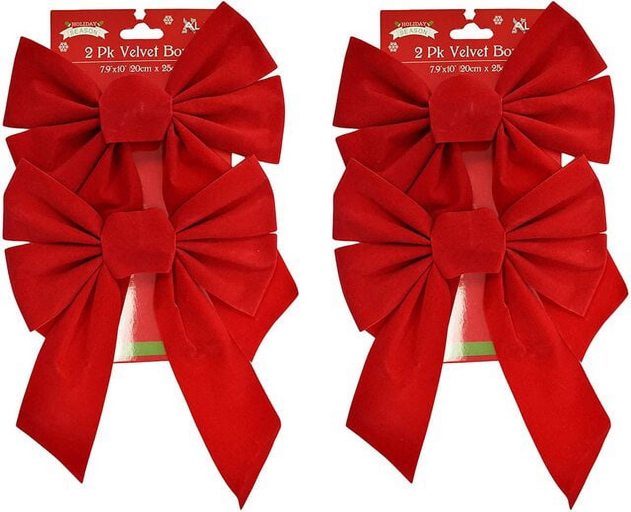 7.9" X 10" Velvet Christmas Bows Set - Perfect for Ornaments, Tree ...