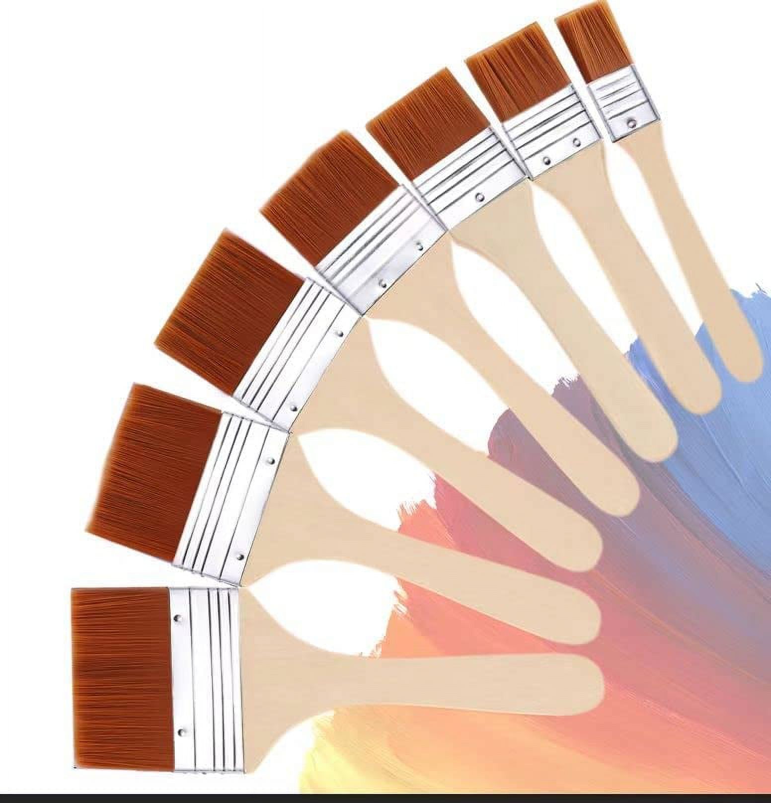 Set of 7 Flat Paint Brushes for Applying Gesso, Acrylic Paint, Oil ...