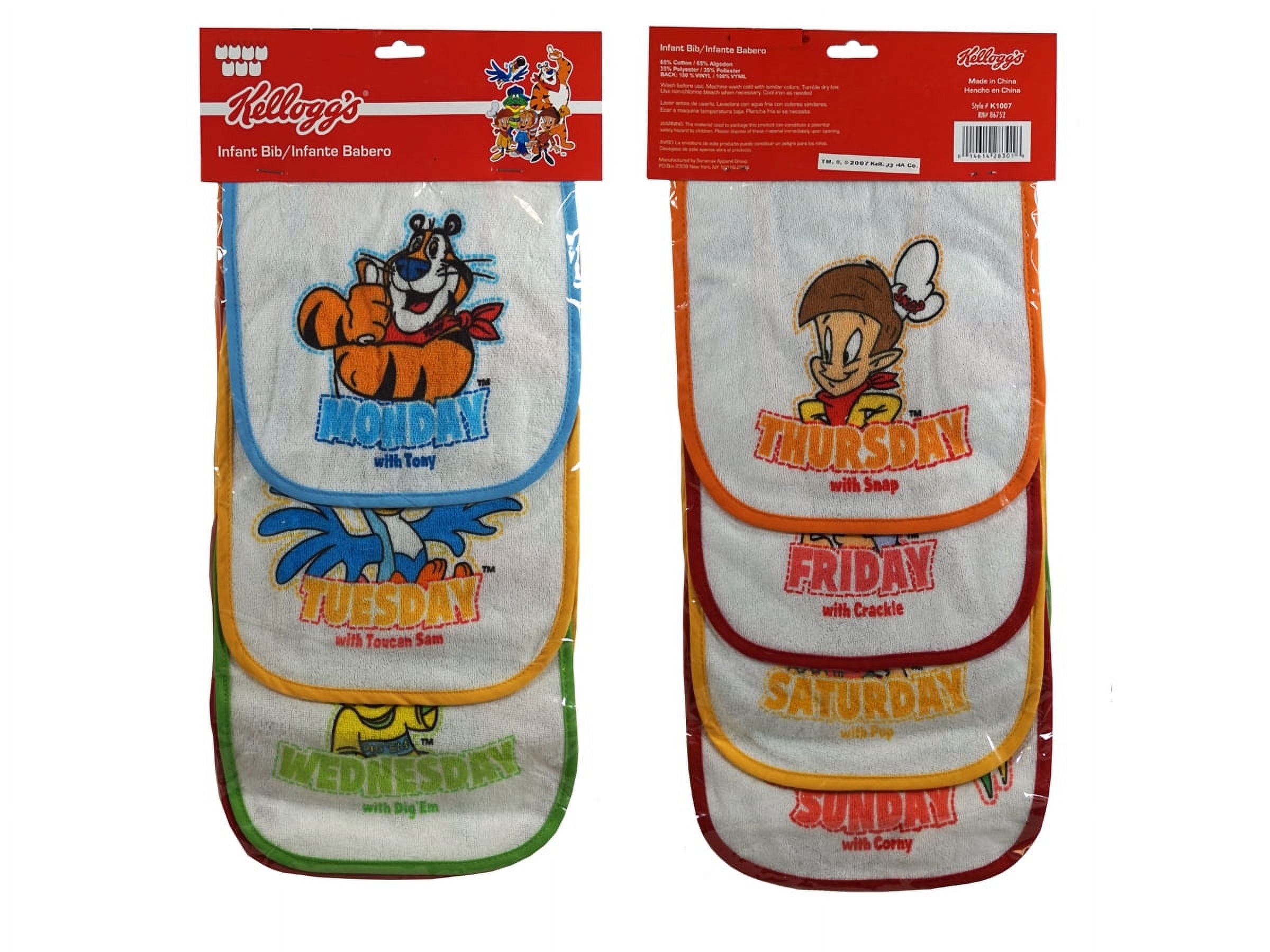 Set of 7 Kelloggs Cereal Infant Baby Bibs ~ Tony + Toucan Sam + Snap ...