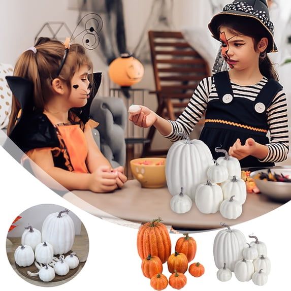 Set of 7 Lightweight Foam Pumpkin Decor Models, Multi-Size Halloween ...