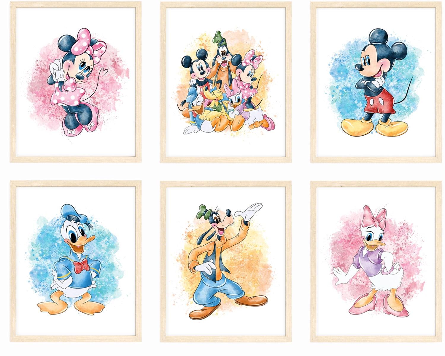 Set of 7 Mickey Mouse and Friends Wall Art Prints - Unframed Disney ...