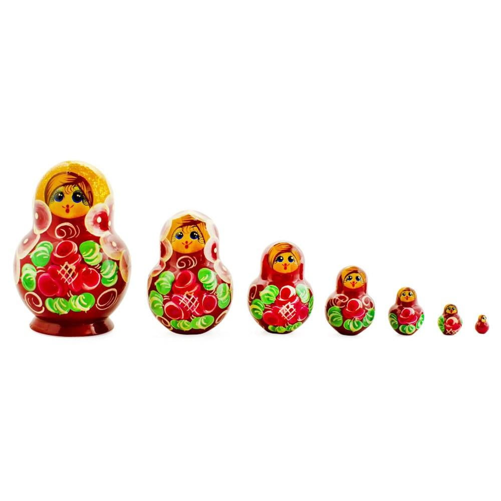 Set of 7 Red and Green Dress Nesting Dolls 3.5 Inches - Walmart.com