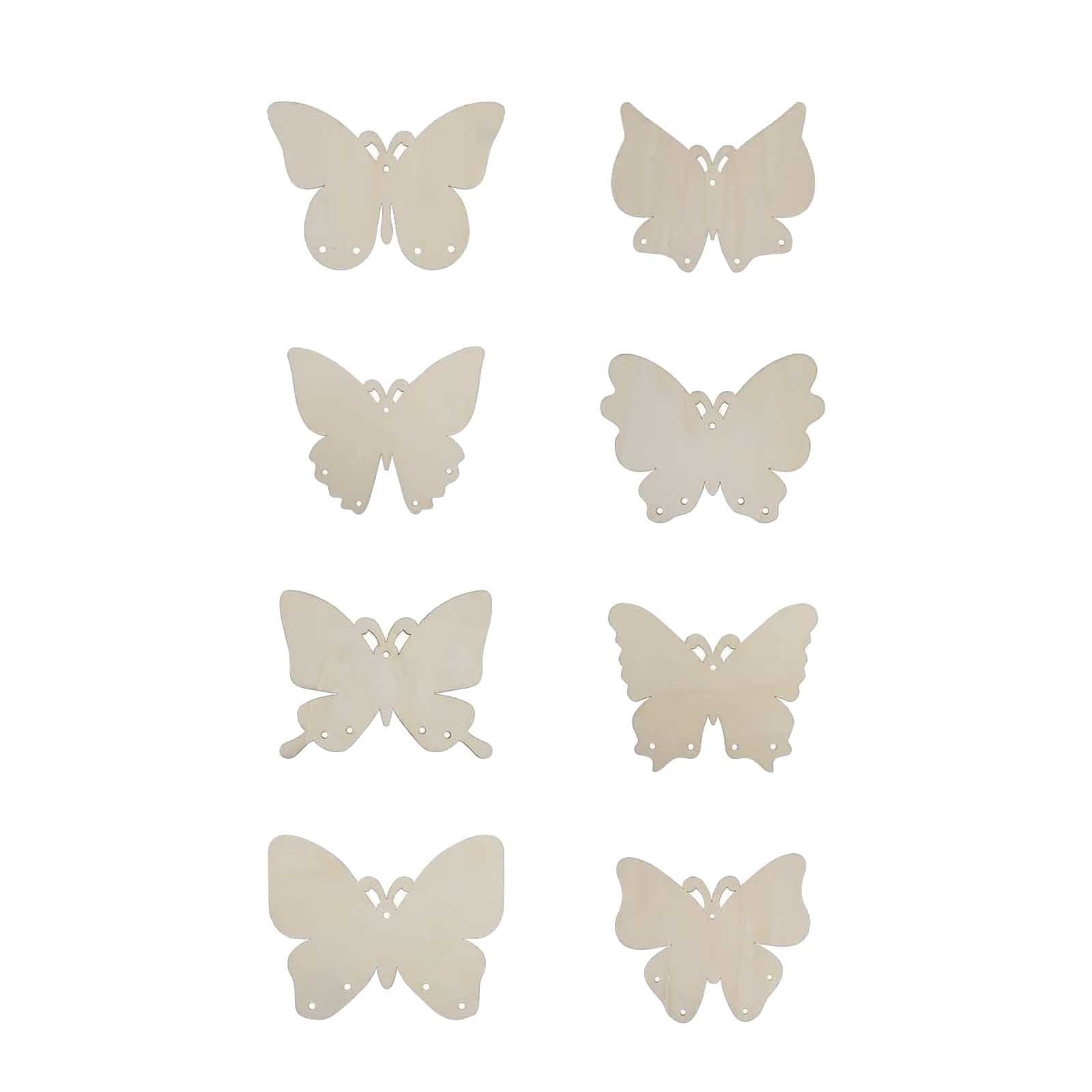 Set of 7 Unfinished Wood Butterfly Cutouts for Crafts, DIY Home Décor ...