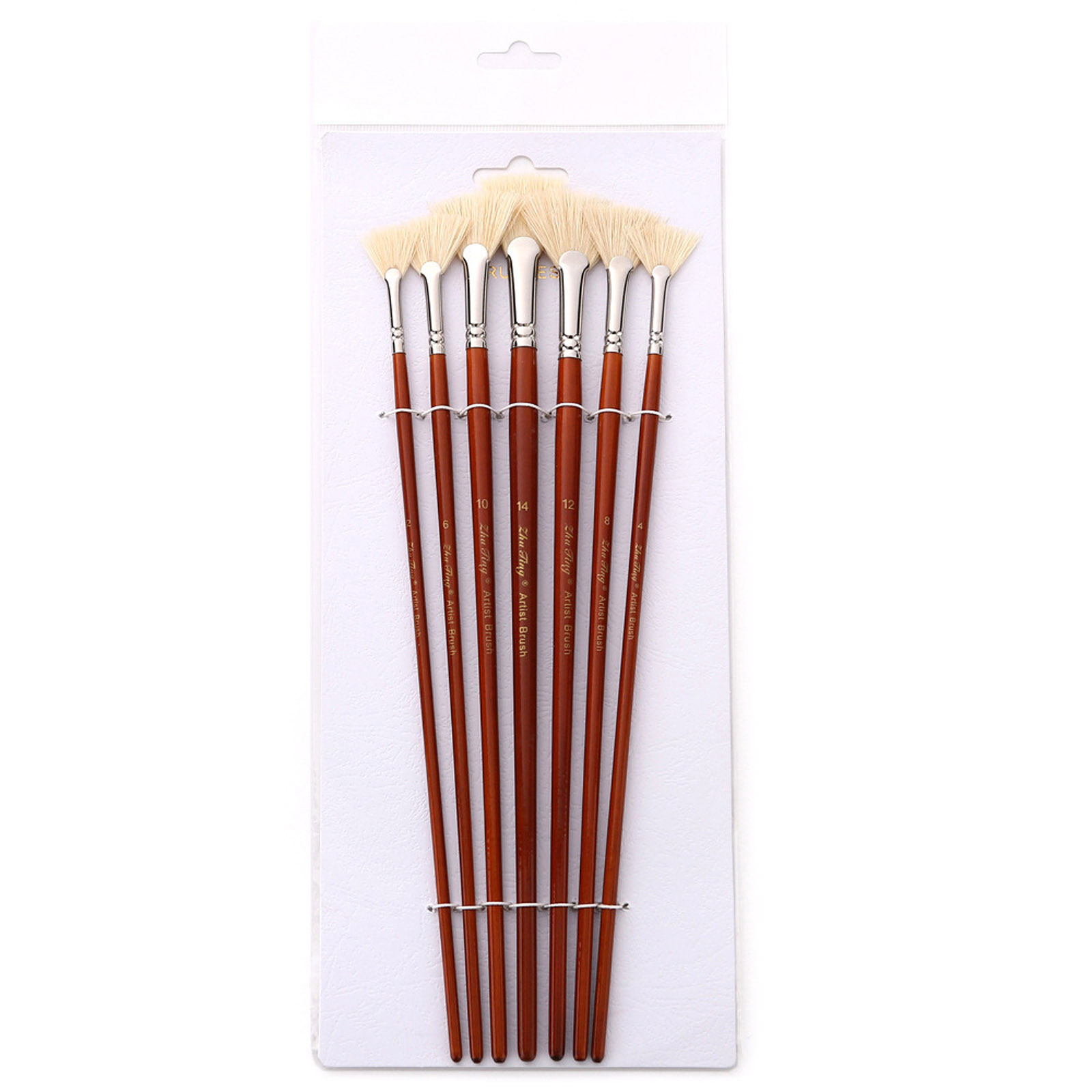 Set of 7Pcs Artist Fan Paint Brush Handle Bristle Hair Anti-Shedding ...