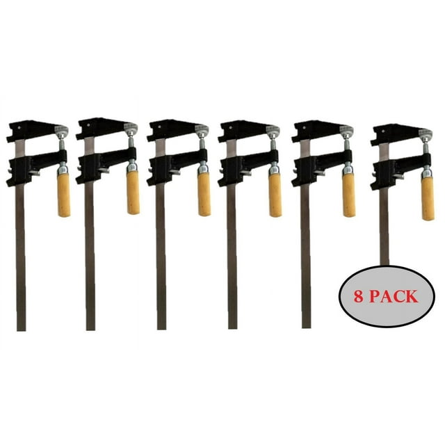Set of 8 - 12" Steel Bar Clamp with Metal Ratcheting System and Quick ...