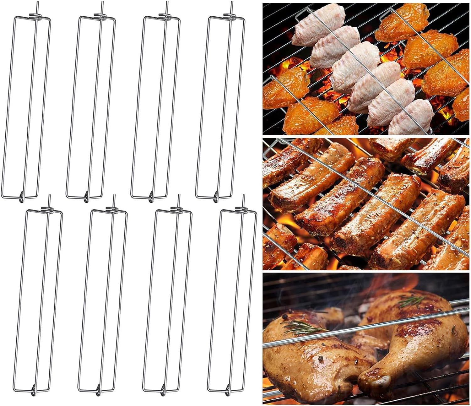 Set of 8 Chicken Wing Rails for Grill - Ideal BBQ Wing Rails for ...