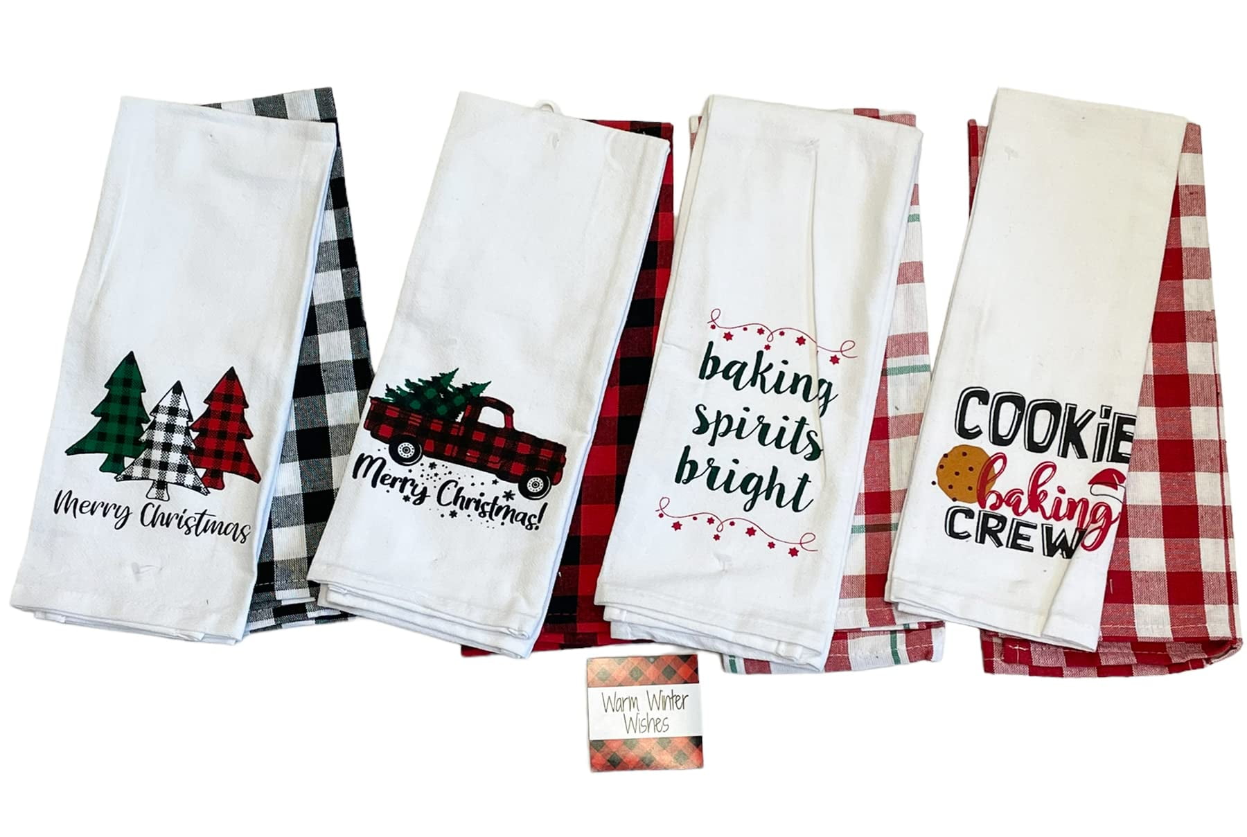 Twisted Anchor Trading Co Set of 8 Plaid Christmas Kitchen Towels in ...