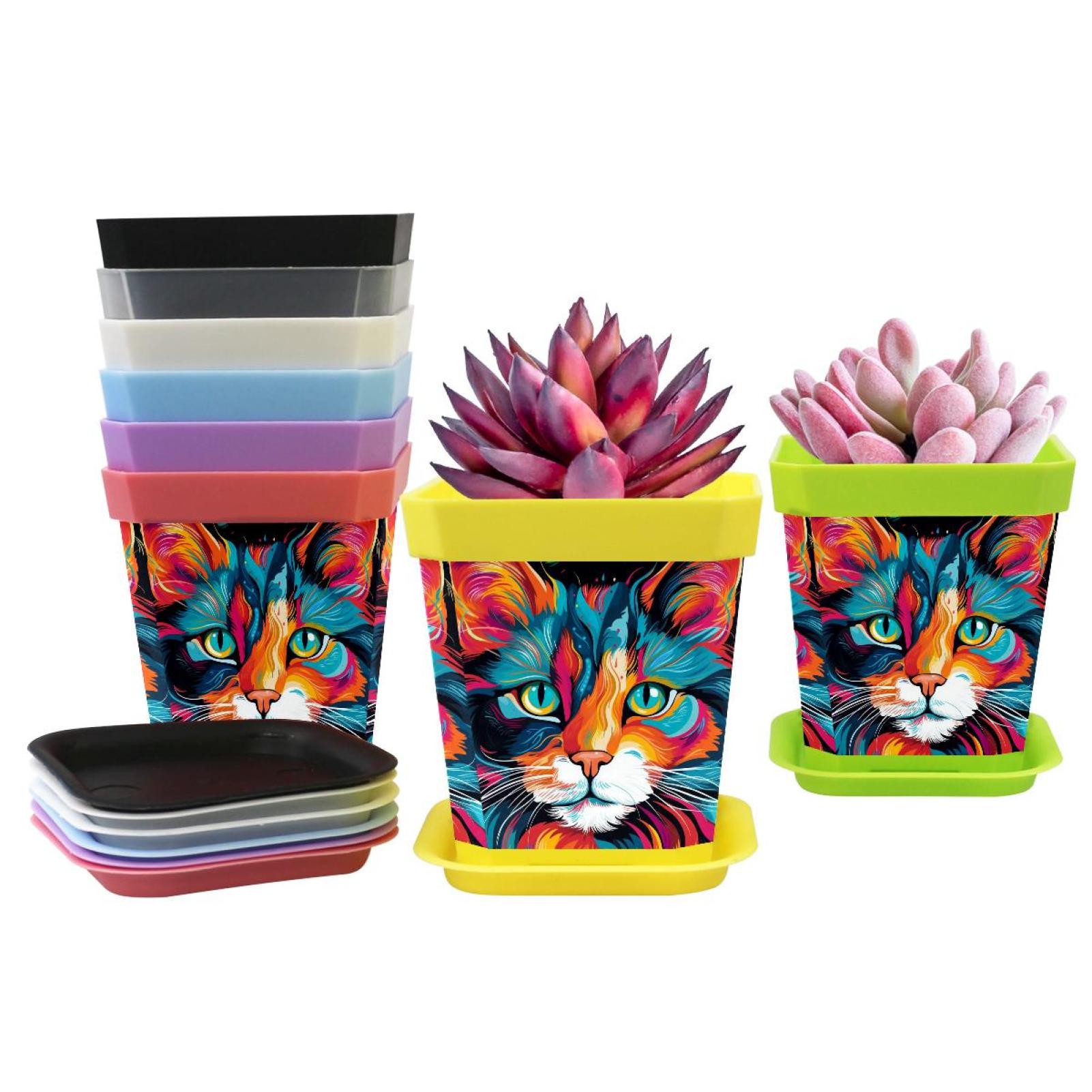 Set of 8 Flowerpot Plant Pots with Bases - Cat BIg Small Indoor/Outdoor ...