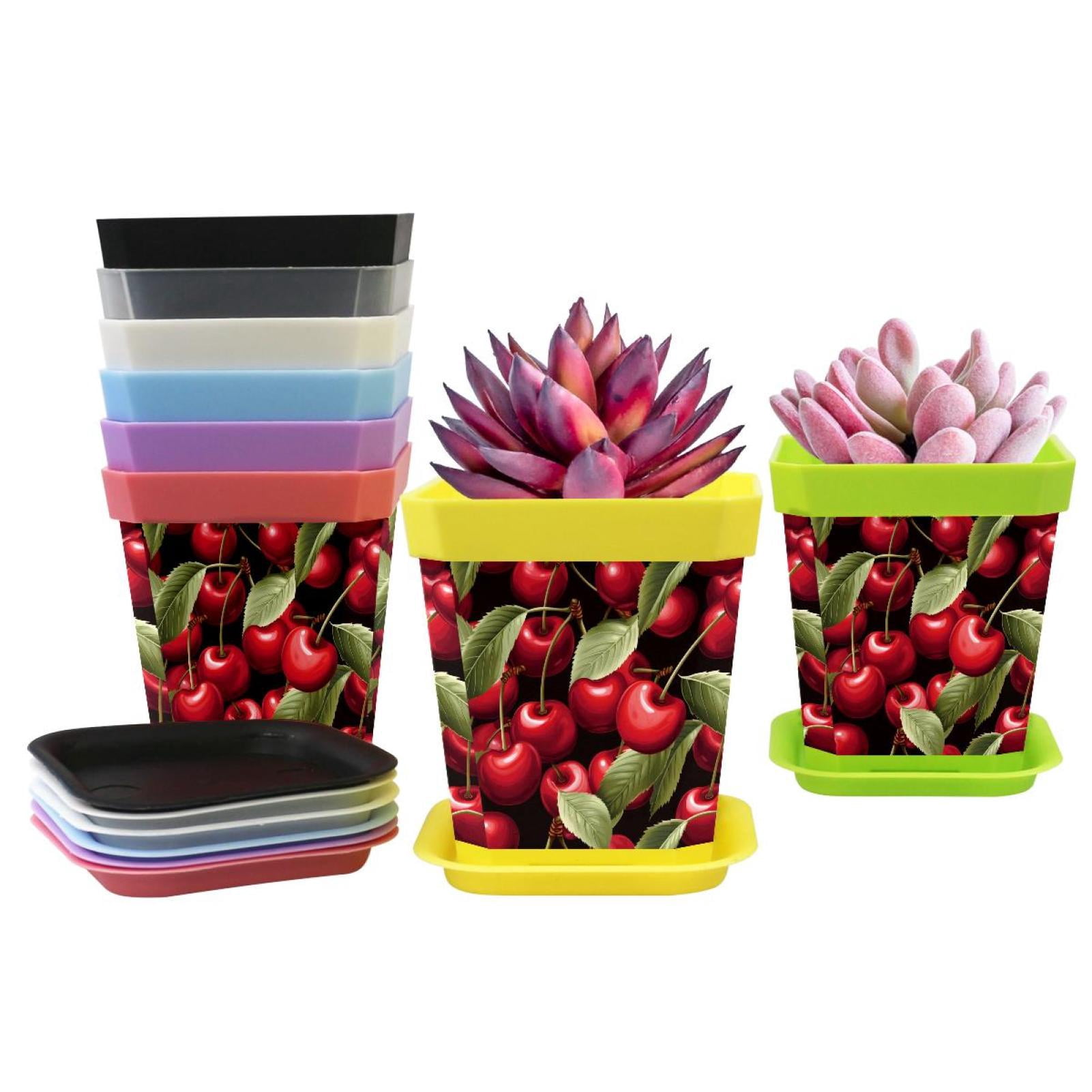 Set of 8 Flowerpot Plant Pots with Bases - Cherry Ripe Prints Small ...