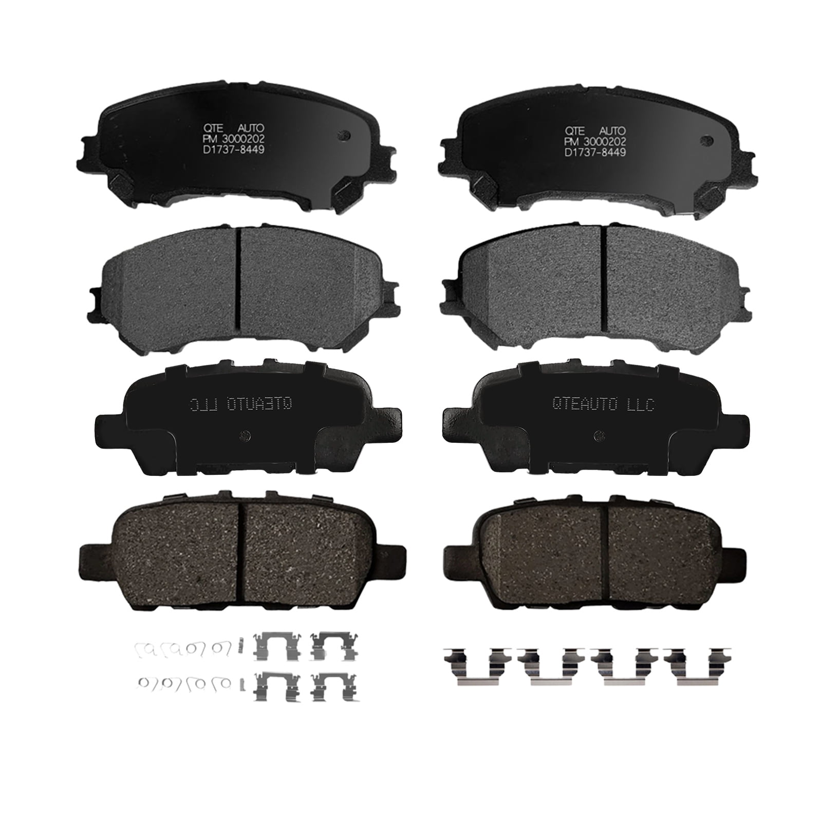 Set of 8 Front-Rear Ceramic Brake Pad Kit For 2017-2019 Nissan Rogue ...
