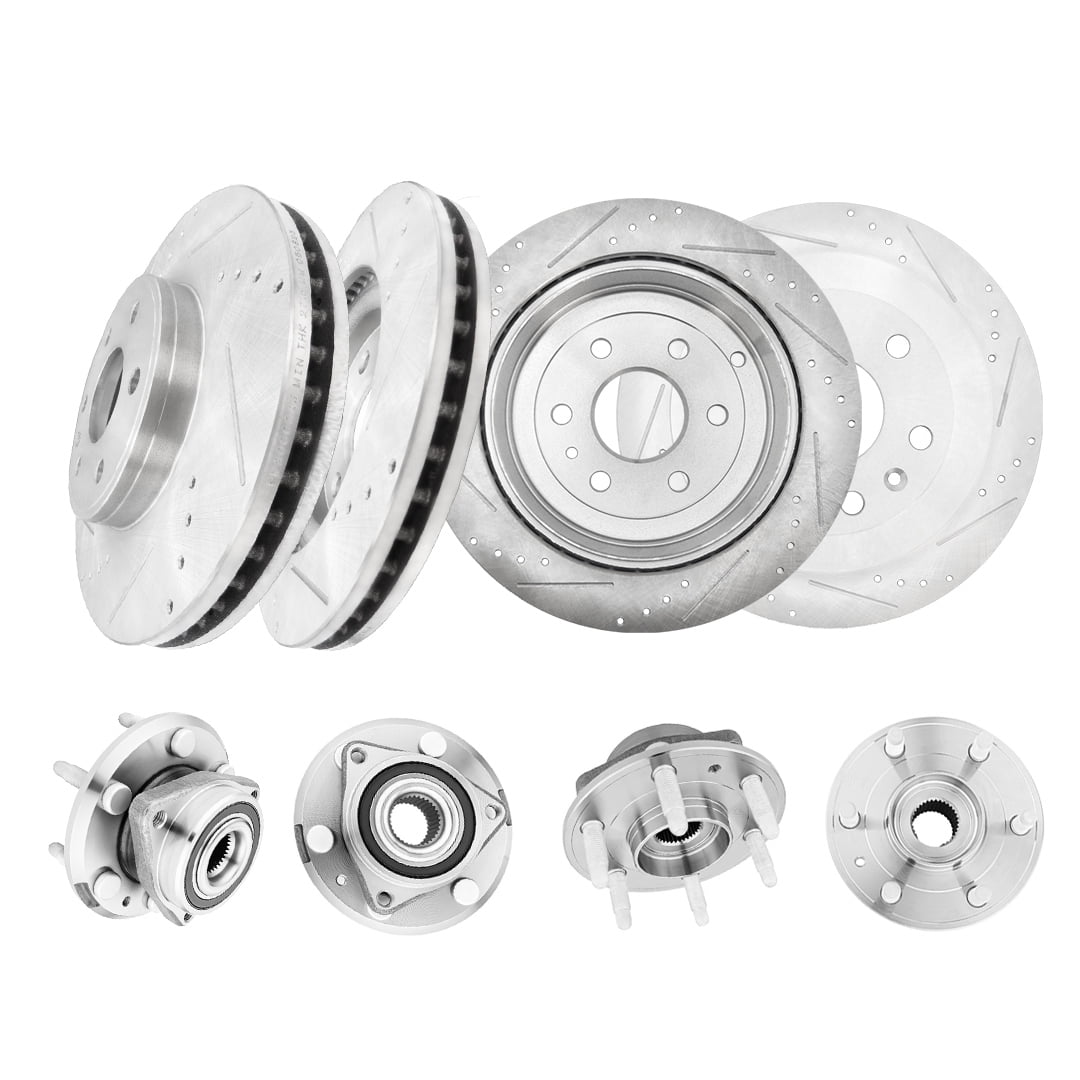 Set of 8 Front 324.8 mm-Rear 331 mm Drilled Slotted Disc Brake Rotors ...