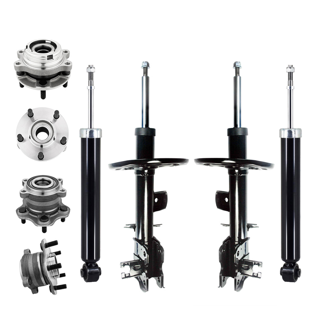 Set of 8 Front Suspension Strut Assembly-Wheel Hub Bearing Assembly ...