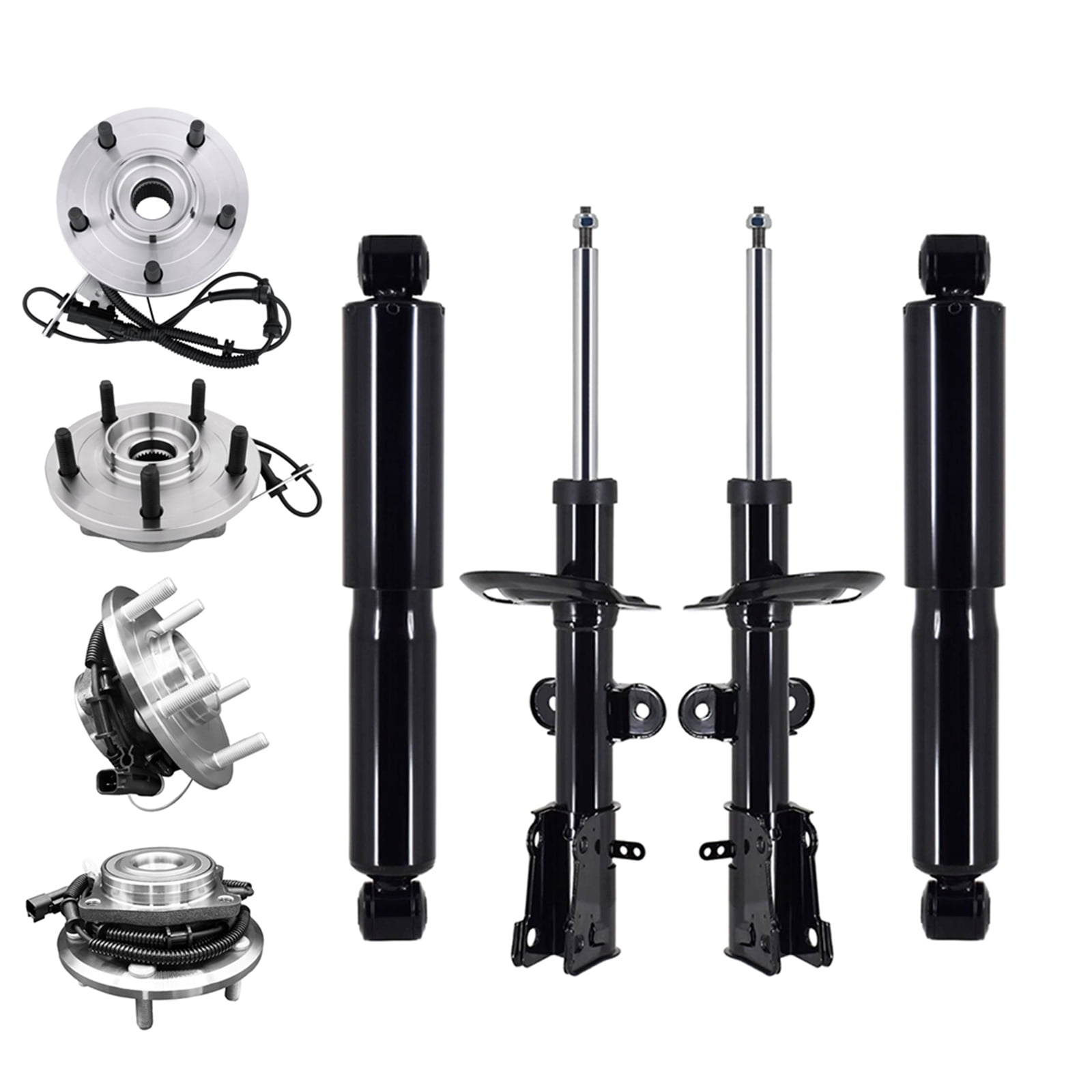 Set of 8 Front Wheel Hub Bearing Assembly-Suspension Strut Assembly ...