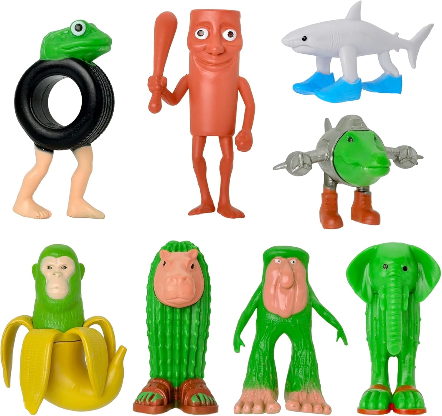 Set of 8 Funny Character Mini Figures – Unique Collectible Cartoon ...