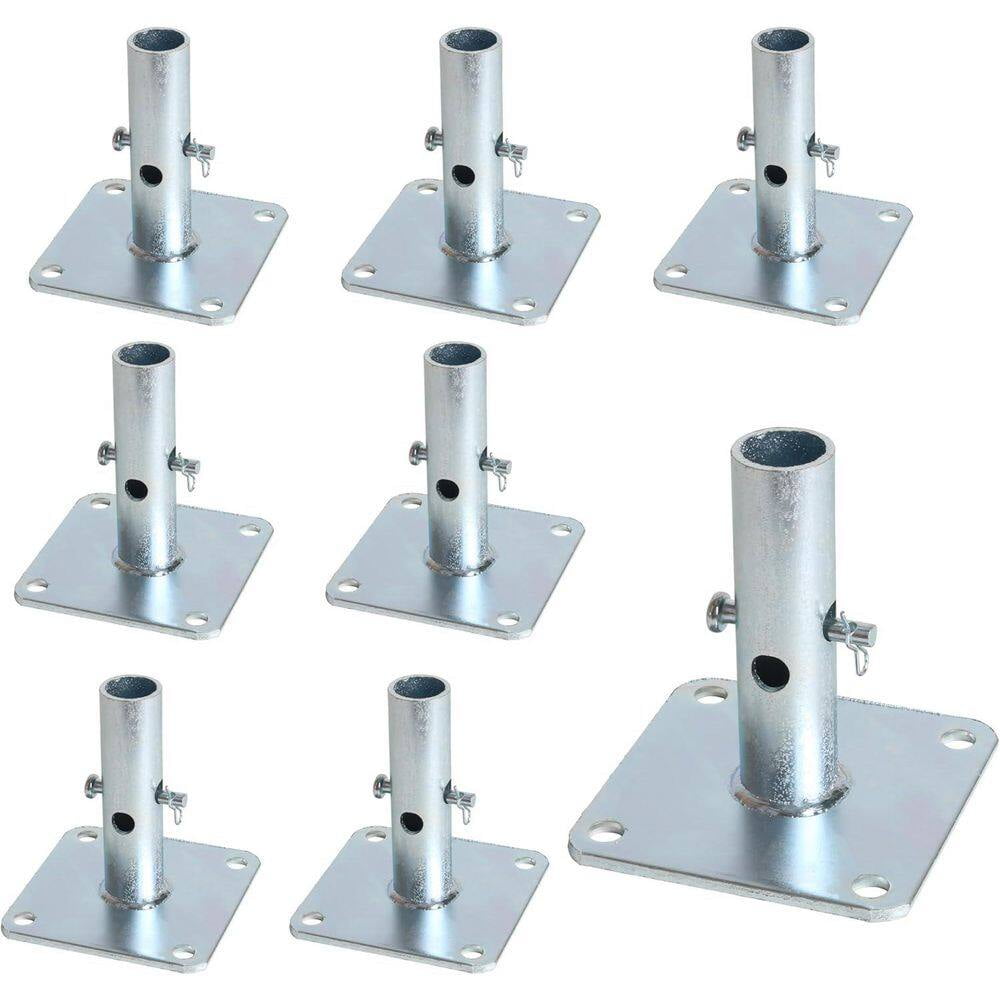 Set of 8 Galvanized Scaffold Base Plates 4.7x 4.7x1-5/16 OD Silver ...