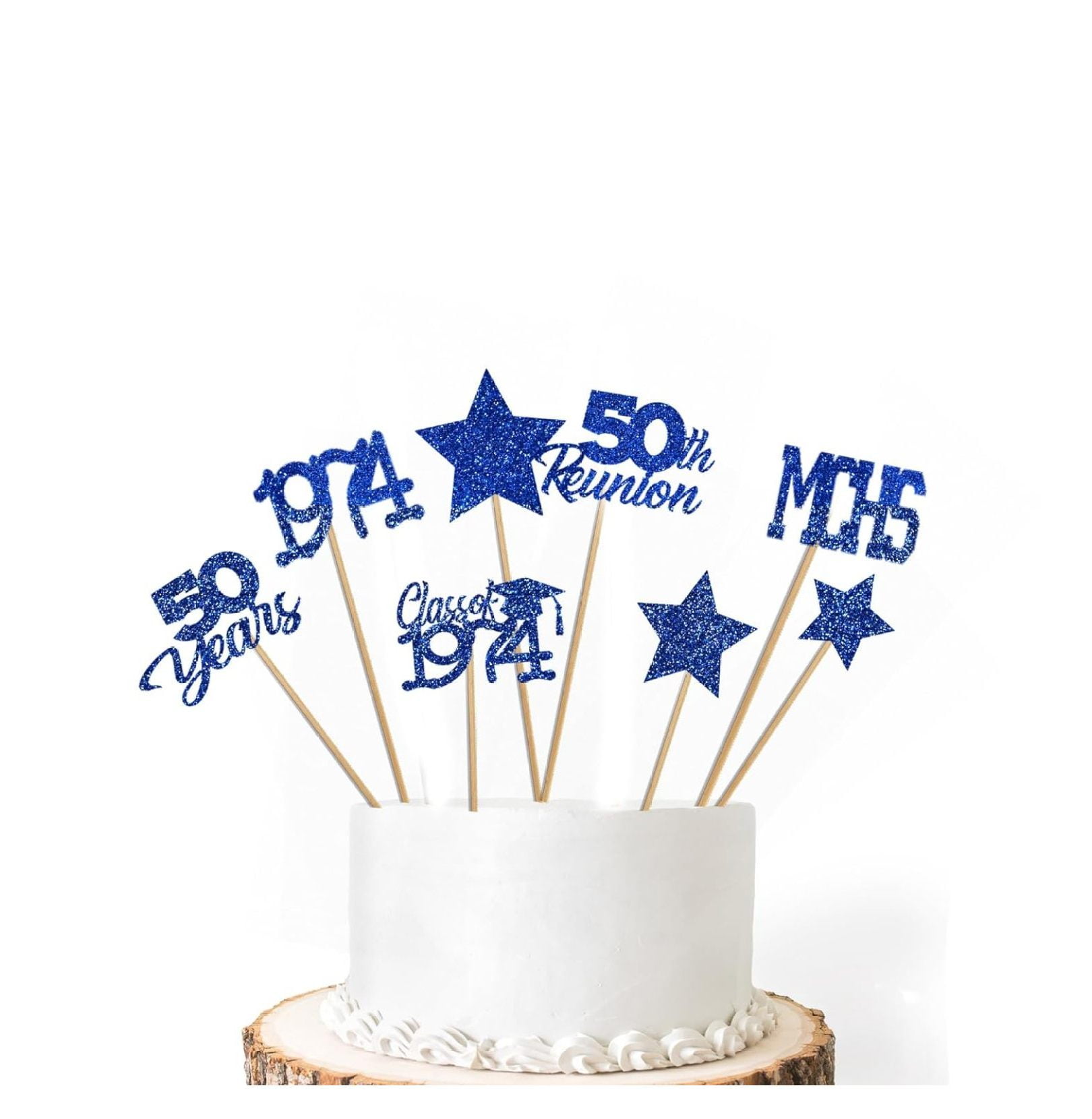 (Set of 8) Glitter 50th Class Reunion Centerpiece Sticks or Cake ...